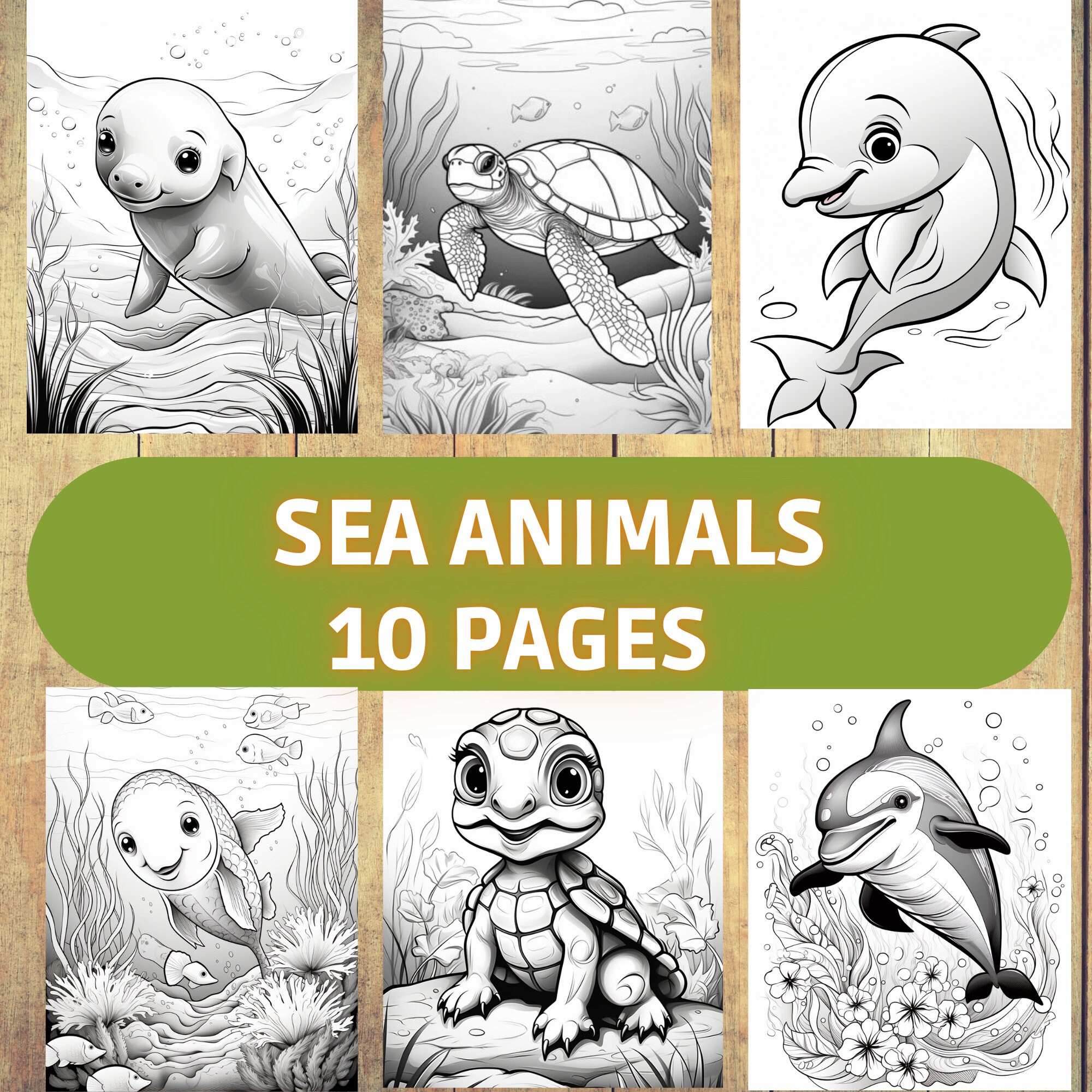 Coloring Sea Animals Pages, Coloring Animals Book, Kids, Printable ...