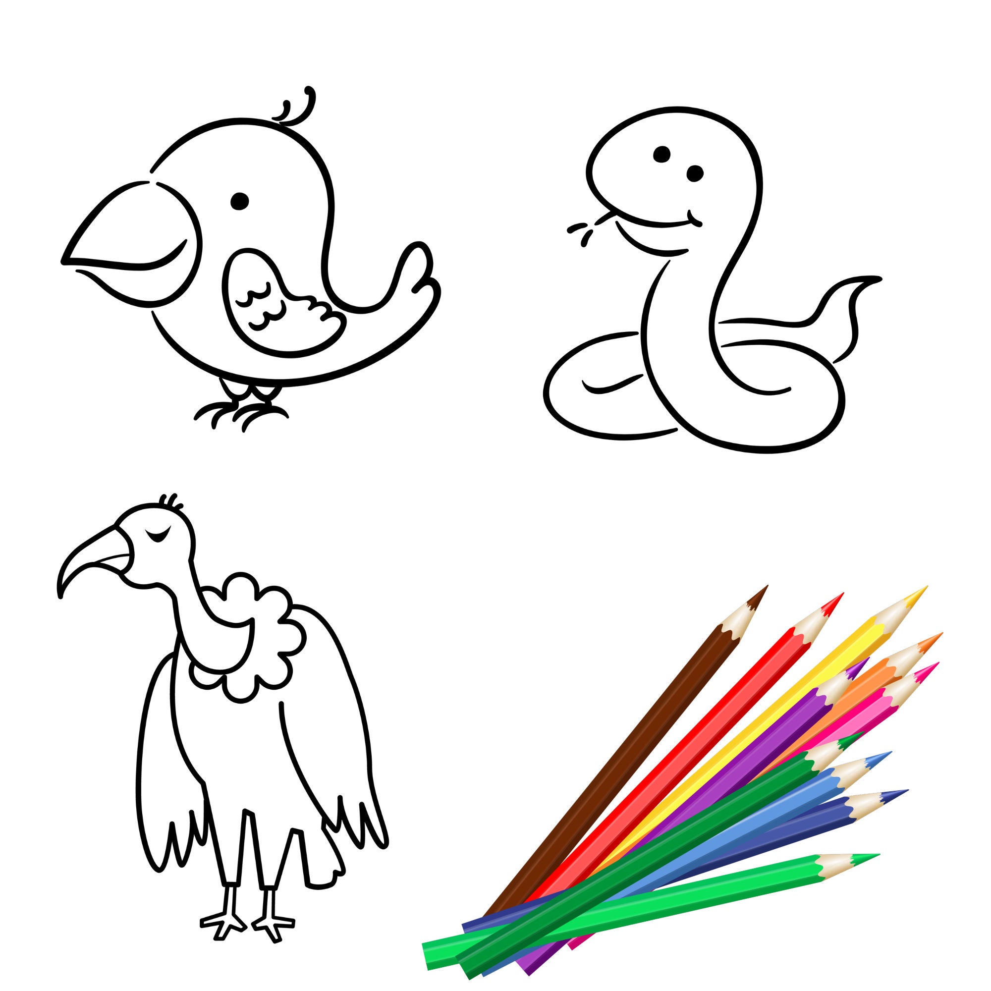 Animals Coloring Pages, Simple Design, Printable Animals Drawing ...