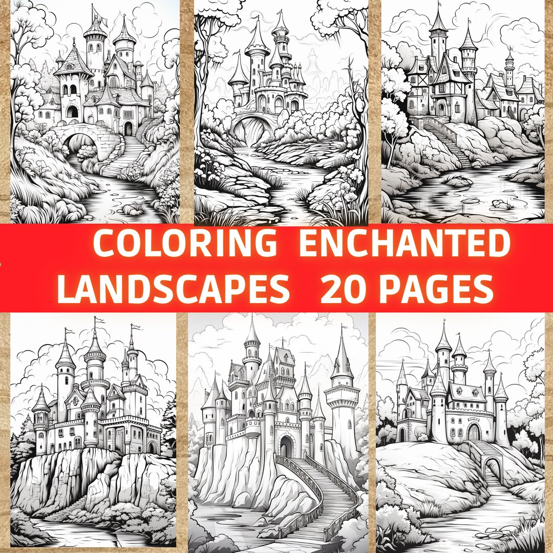 Coloring, Pages, Kids, Enchanted, Landscapes, Fantasy, Book, Children ...