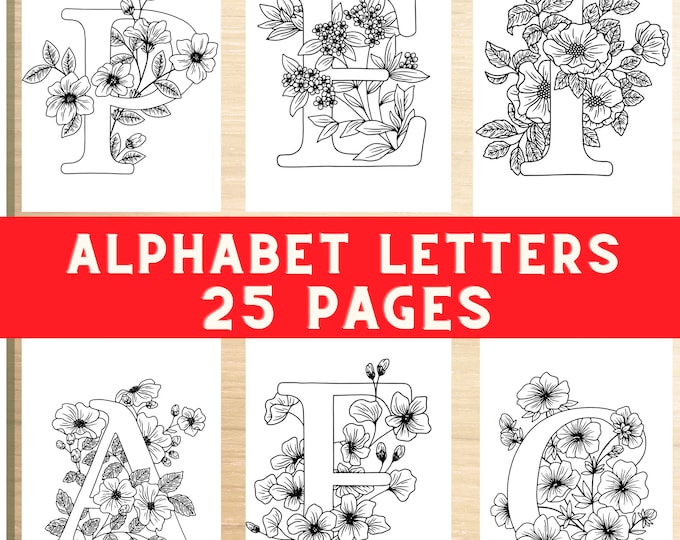 Alphabet Flower Coloring Pages - Etsy Canada
