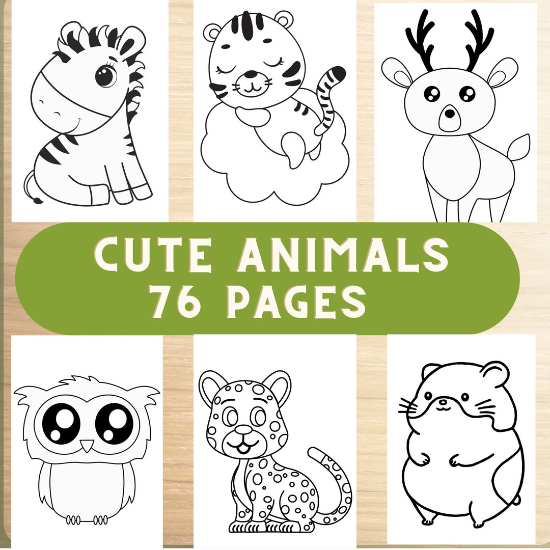 76 Pages, Animals Coloring Pages, Cute Animal Coloring Sheets ...