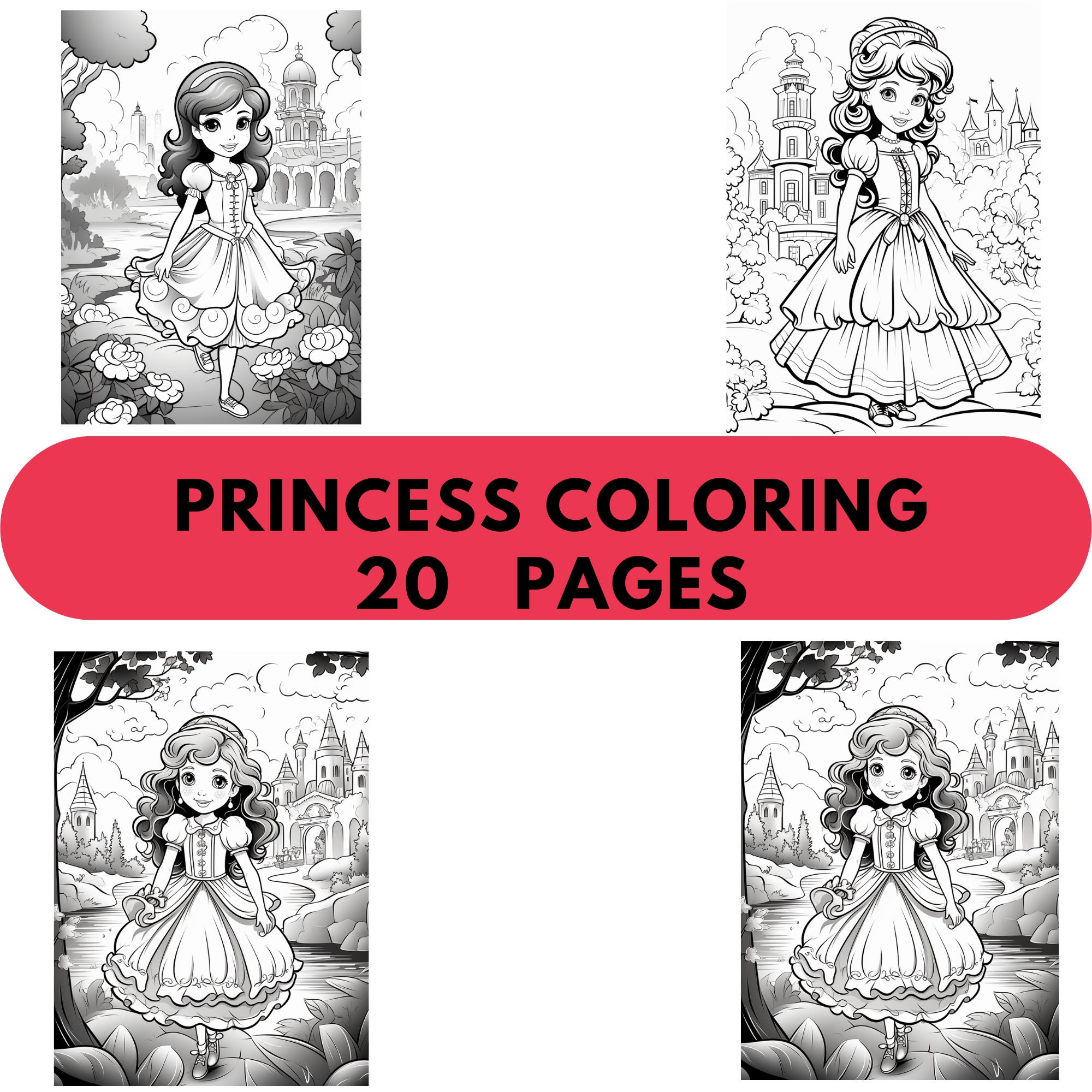 Princess Coloring Pages, Funny Activity, Fantastic Drawing, Printable ...