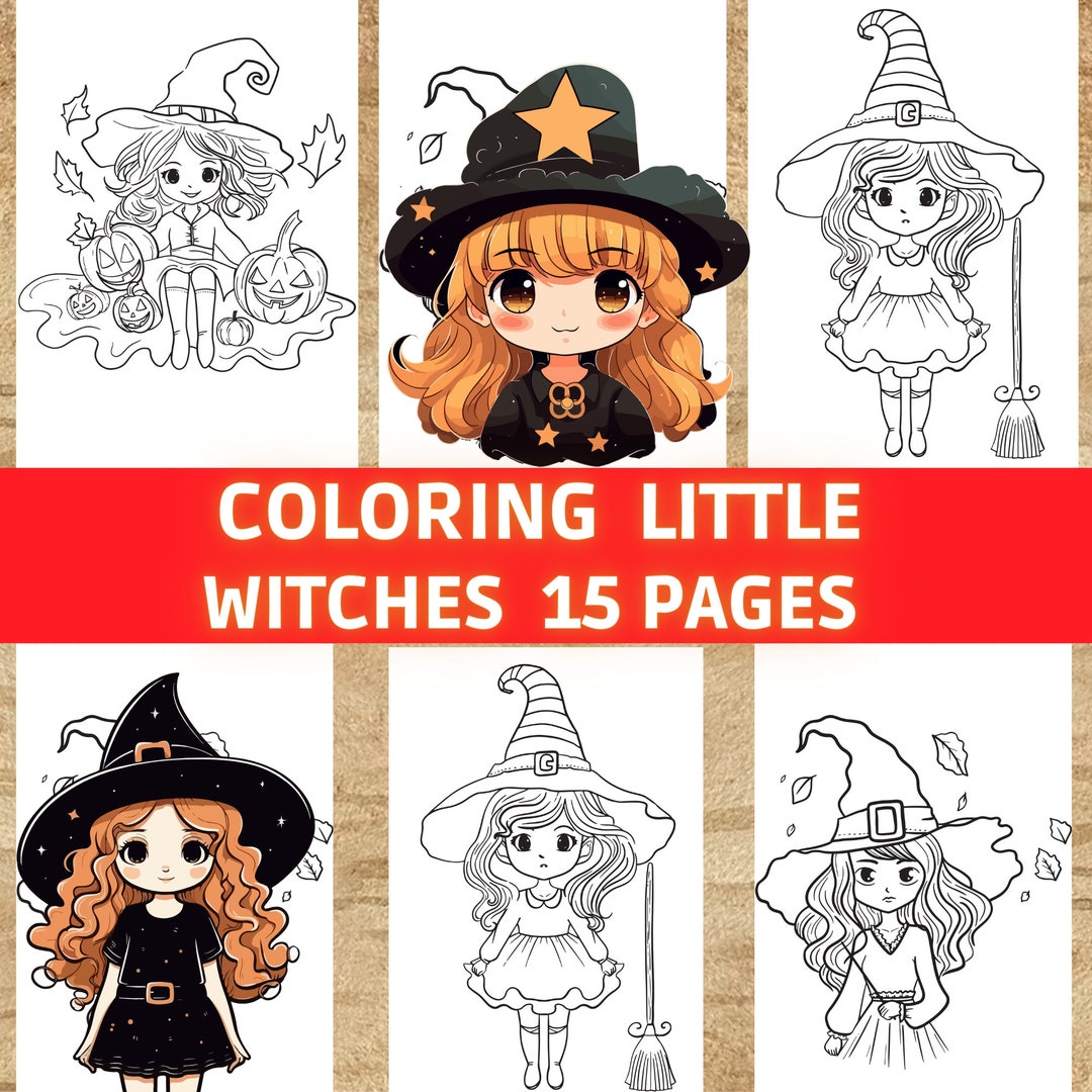 Coloring, Pages, Witches, Kids, Halloween, Magic, Fantastic, Printable ...