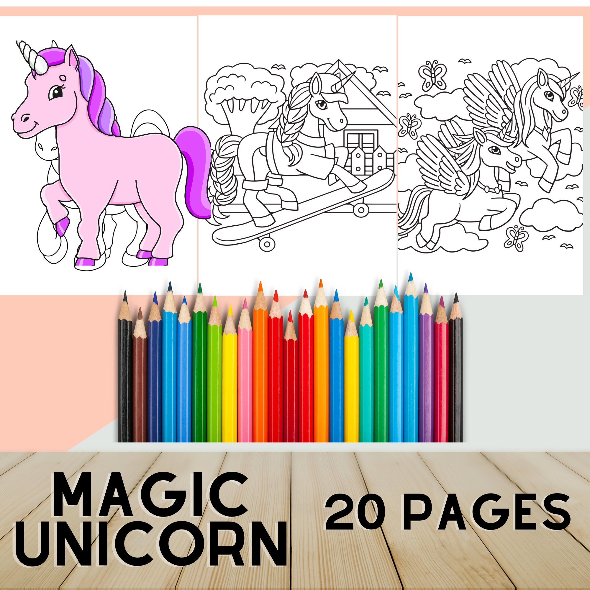 Magic Unicorn, Unicorn Coloring Pages, Printable Coloring, Fantastic ...