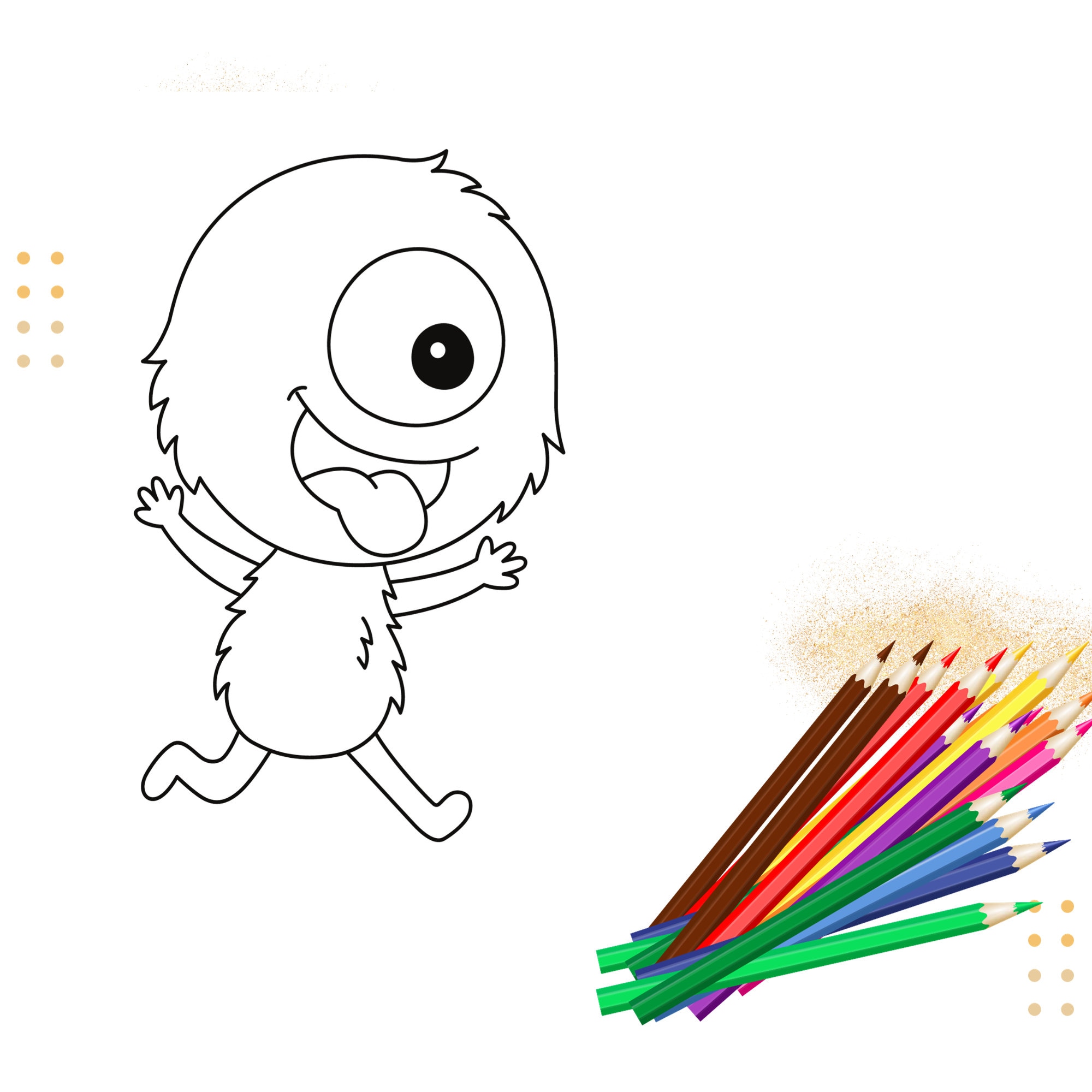 Coloring Cute Monsters, Kids Printable Design, Monsters Coloring Book ...