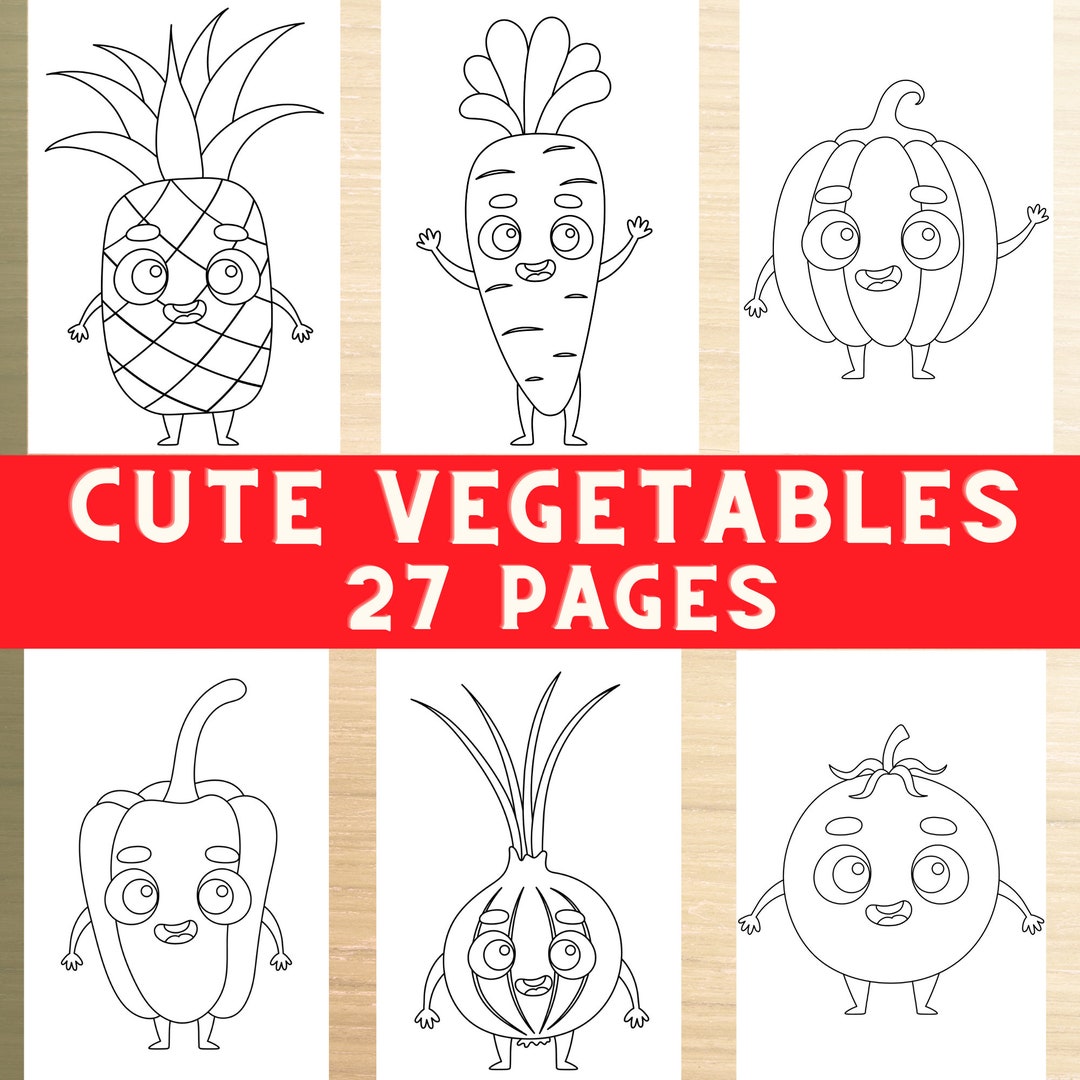 Coloring, Vegetables, Kids, Pages, Book, Cute, Funny, Fantasy, Magic ...