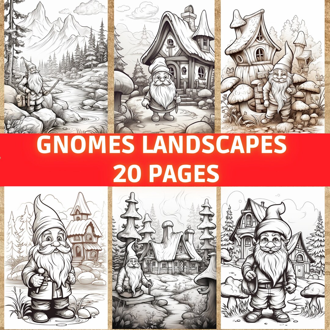 Gnomes Coloring Pages, Gnomes Coloring Book, Printable Design ...