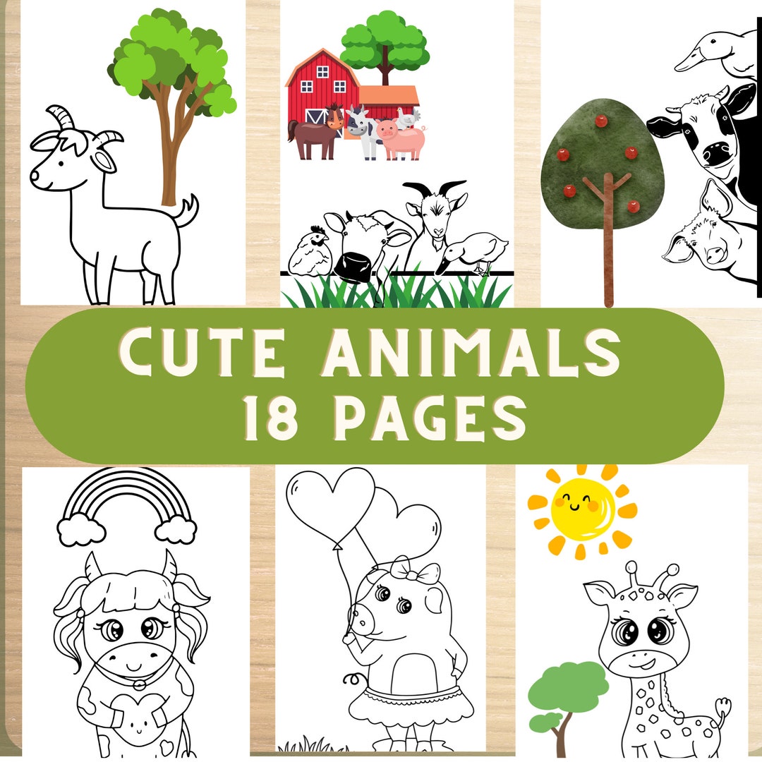 Cute Animals Coloring Pages, Colorful Details, Coloring Book Kids ...