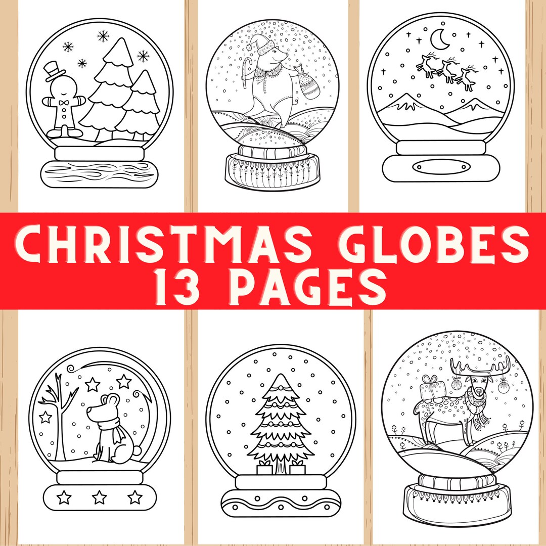 Christmas Ornament Coloring Pages, Holiday Sphere Drawings, Printable ...
