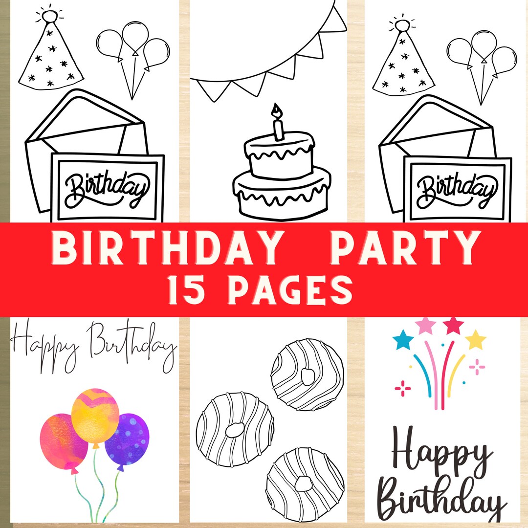 Coloring, Birthday, Pages, Kids, Party, Book, Colored, and Coloring for ...
