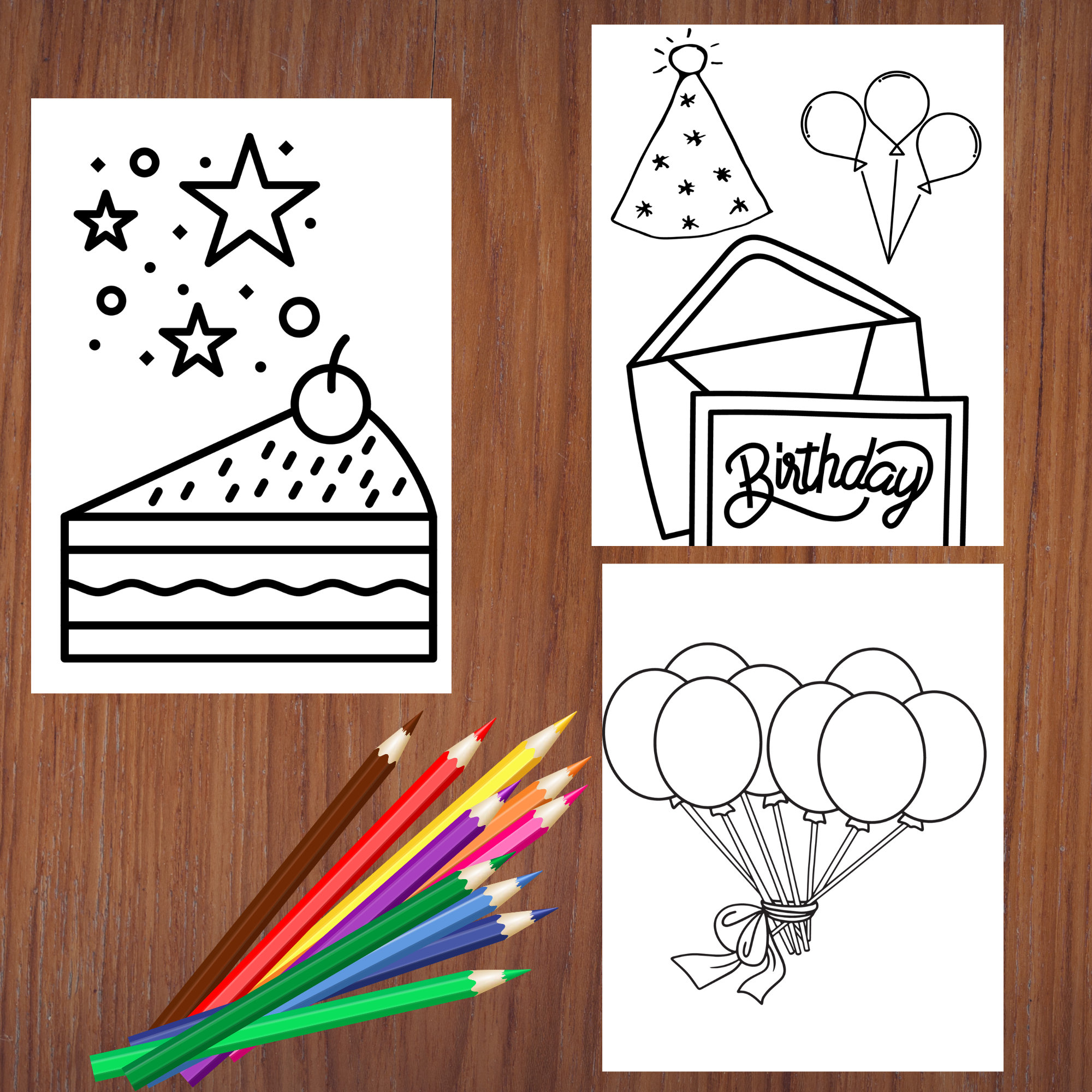 Coloring Birthday Pages Kids Party Book Colored and - Etsy