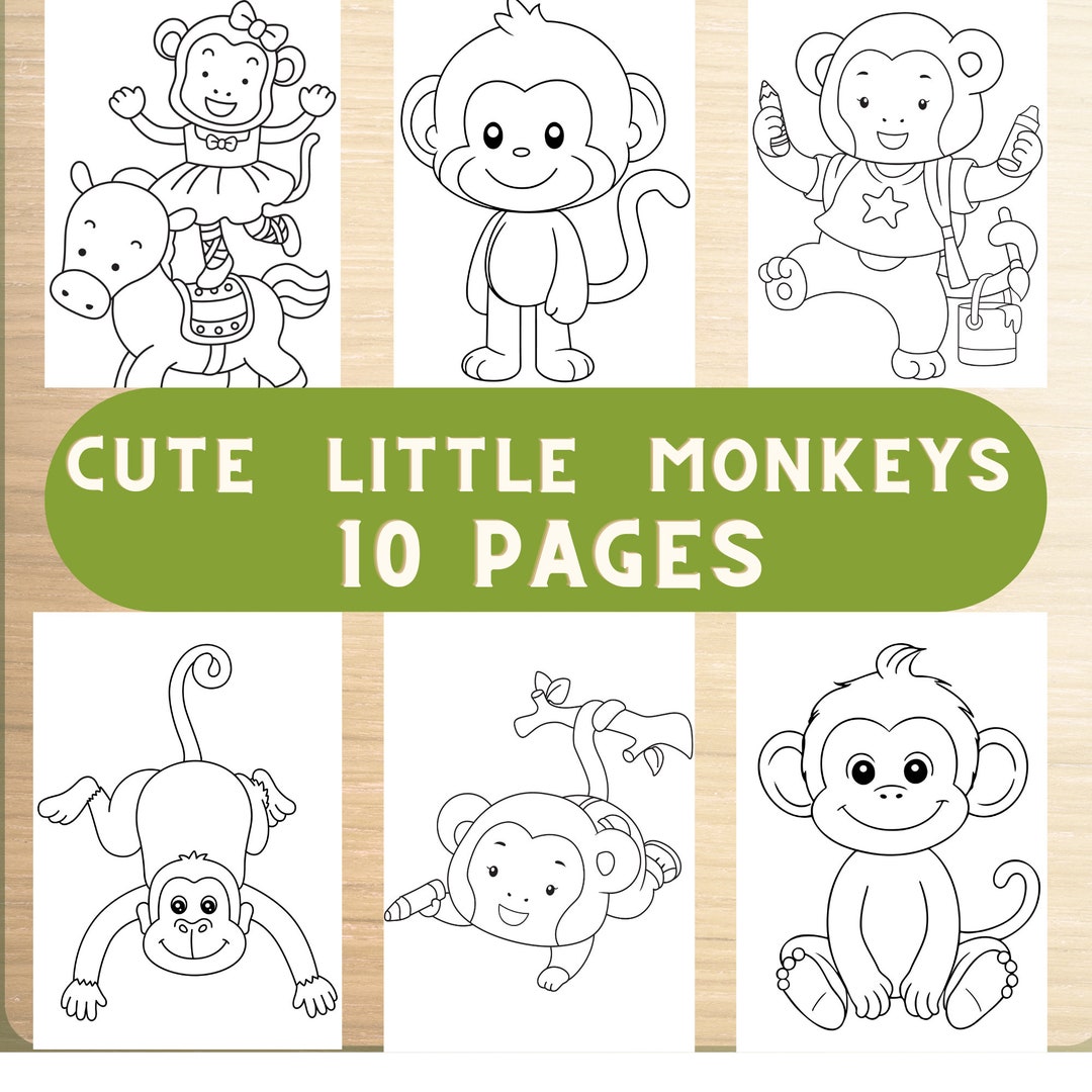 Animals Coloring Pages, Little Hand, Monkeys Illustrations, Coloring ...