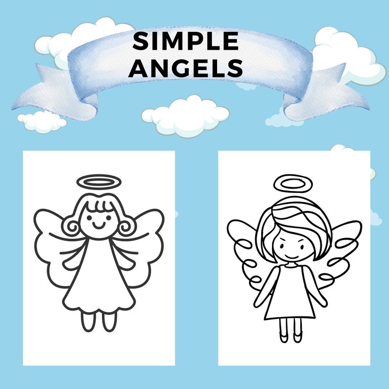 Printable Angel Coloring Book,20 Spiritual & Whimsical Pages, Instant ...