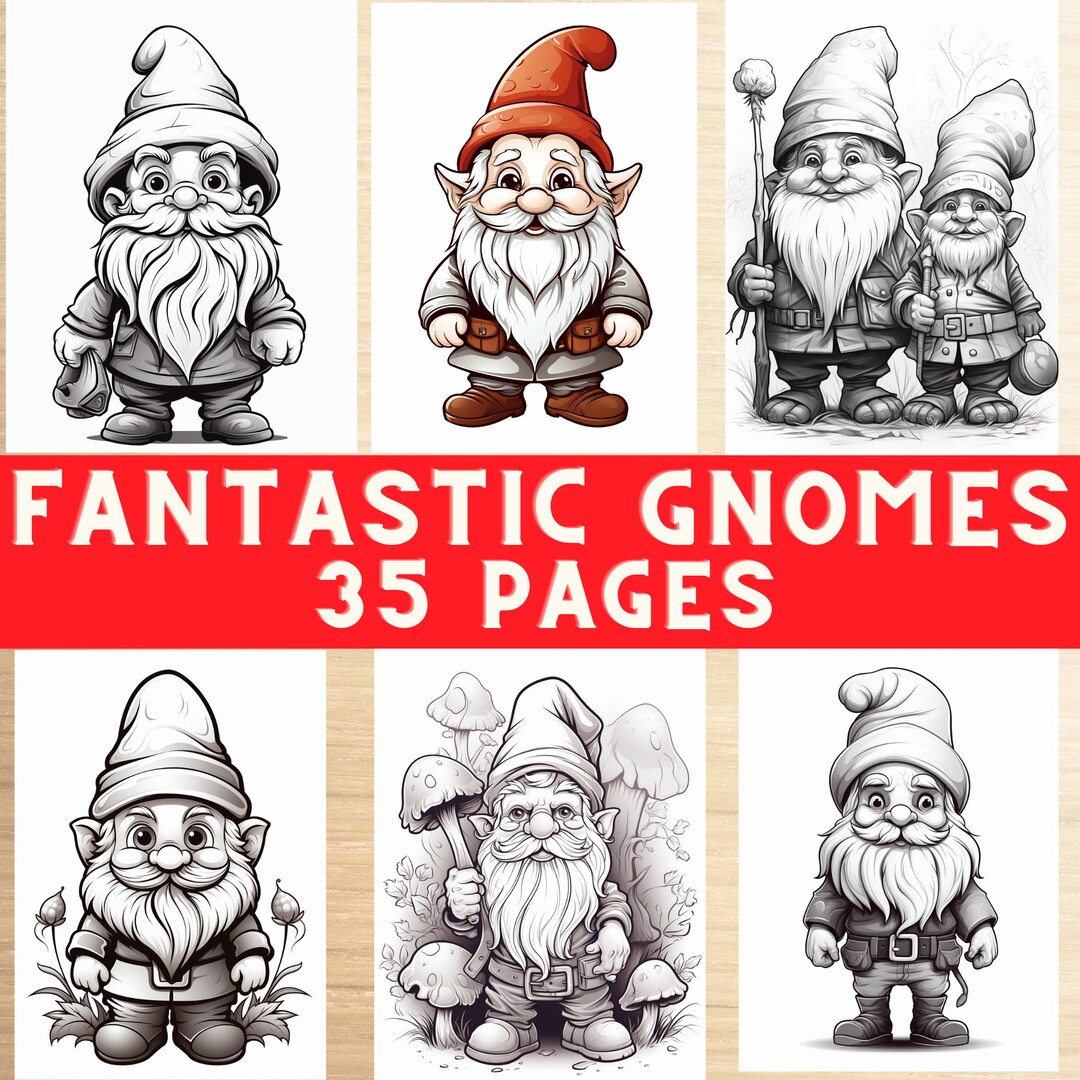 Gnomes Coloring Pages, Relax Activity, Gnomes Coloring Book, Cute ...