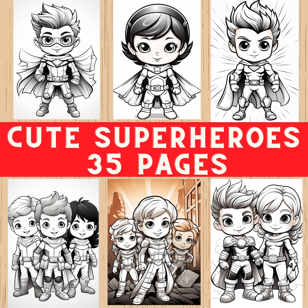 Cute Superheroes Coloring Pages, Printable Hero Drawings, Adorable ...