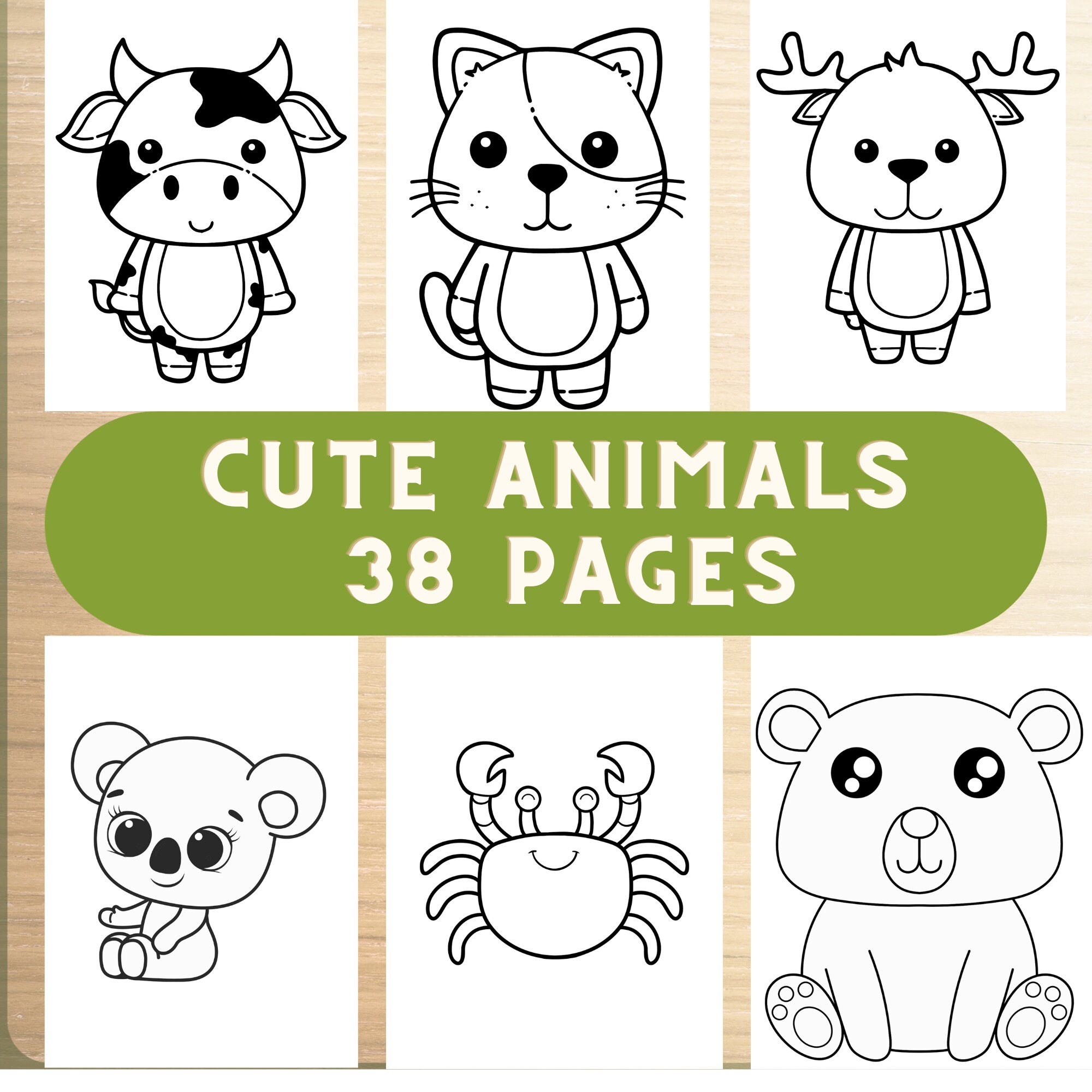 Coloring, Cute Animals, Pages, Kids, Simple, Fun, Book, Children - Etsy