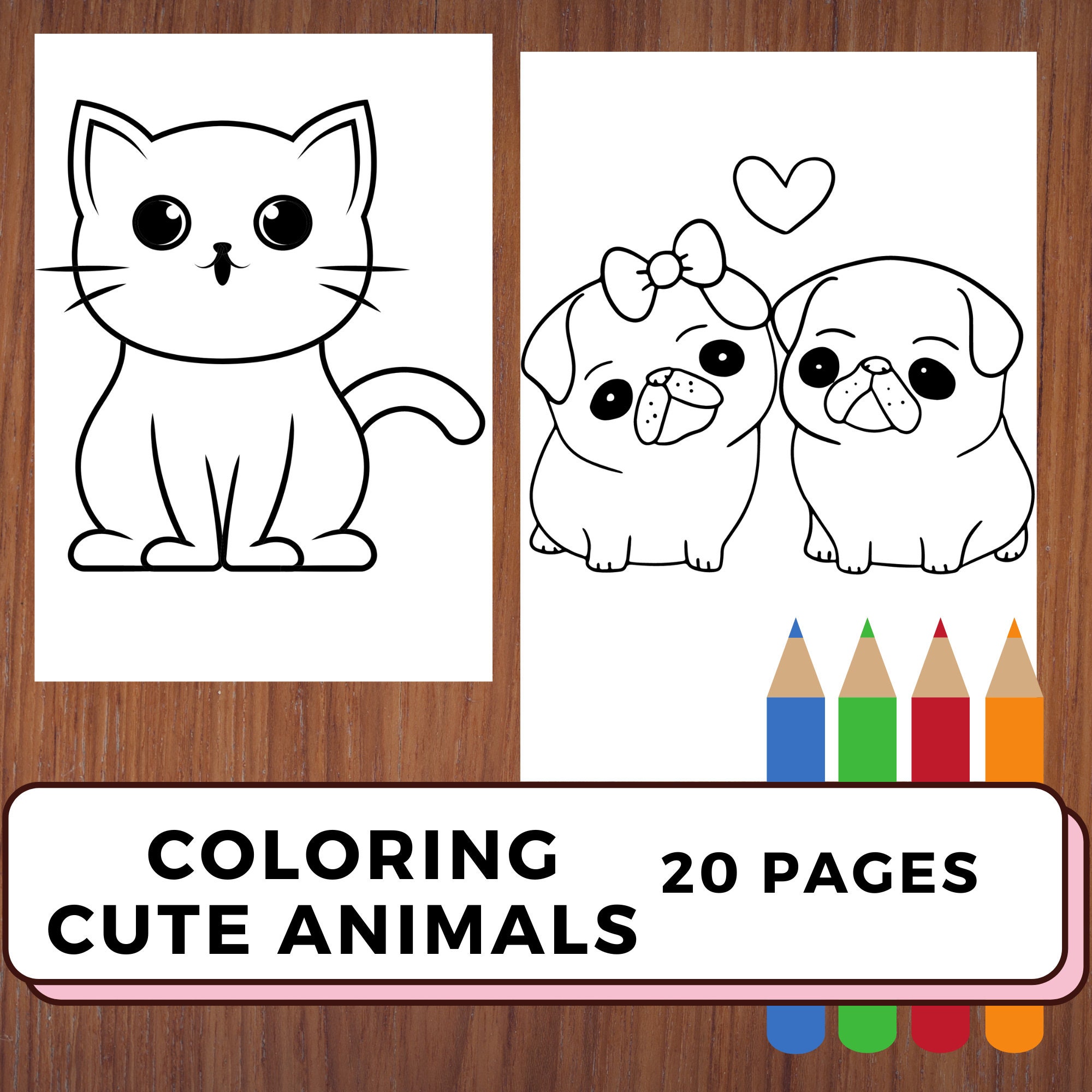 Animals Coloring Pages, Animals in Love, Coloring Pages, Childrens ...