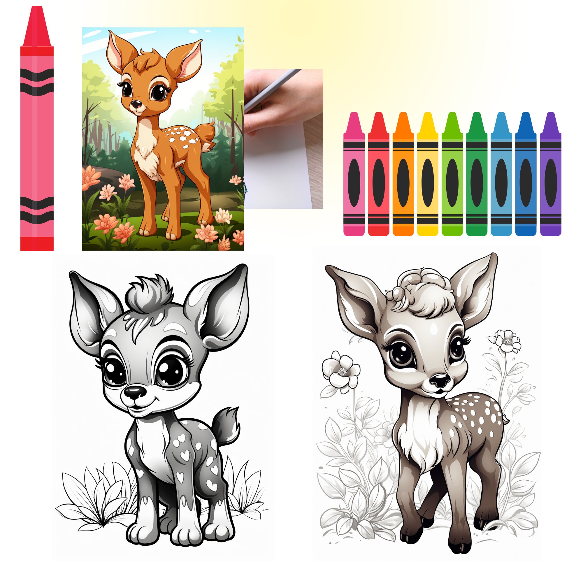 Coloring Cute Fawns , Coloring, Kids, Pages, Books, Children, Easy ...