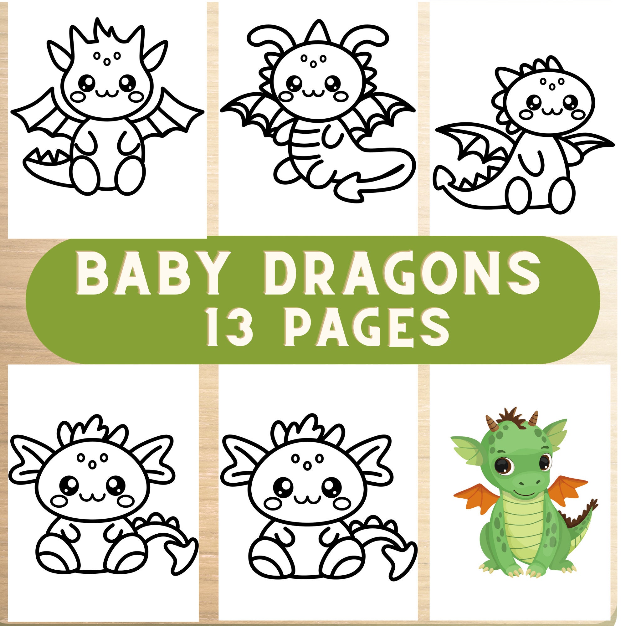 Coloring, Baby, Dragons, Pages, Kids, Animals, Fantasy, Simple, Design ...