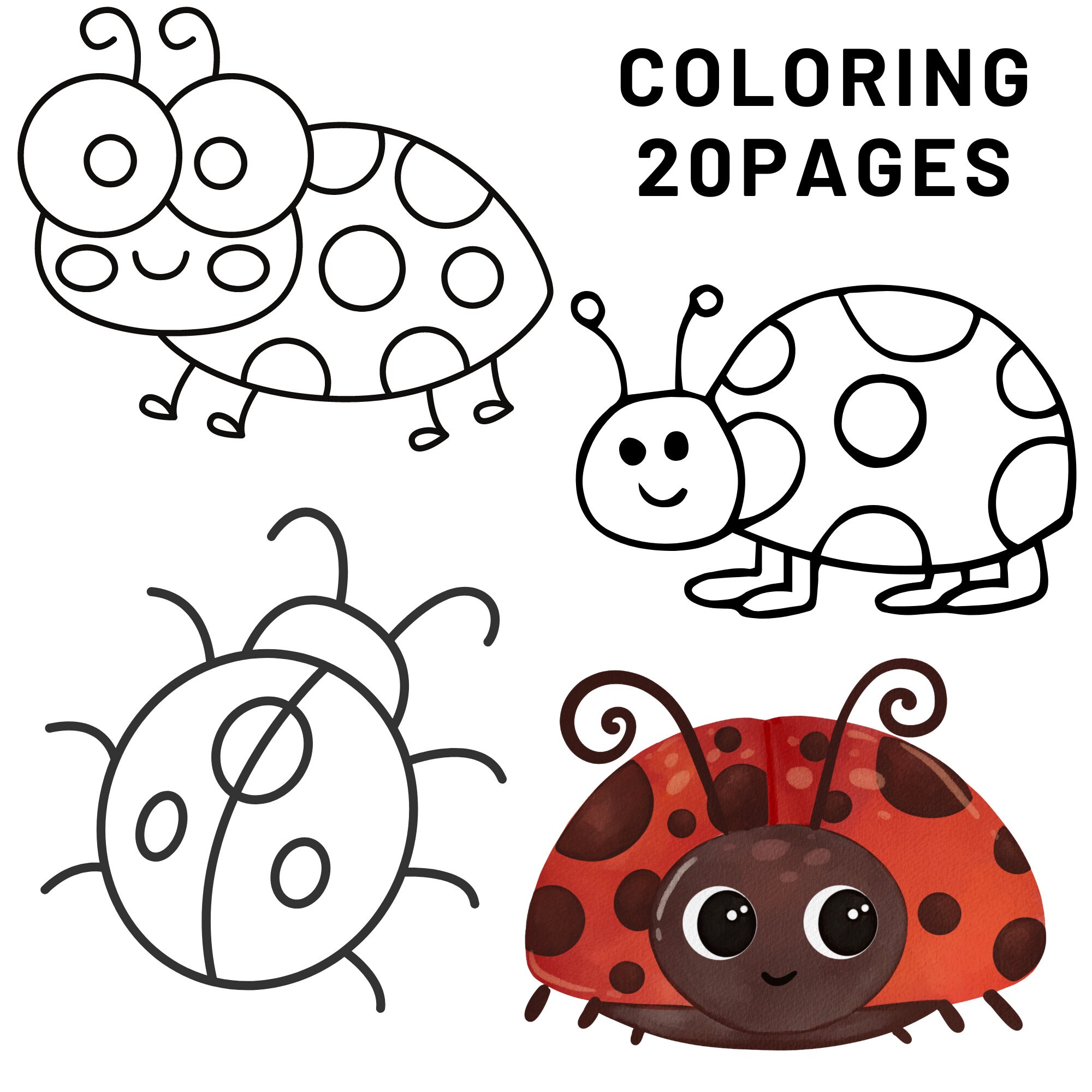 Coloring ,ladybugs, Kids, Printable, Book, Simple , Design, Pages ...
