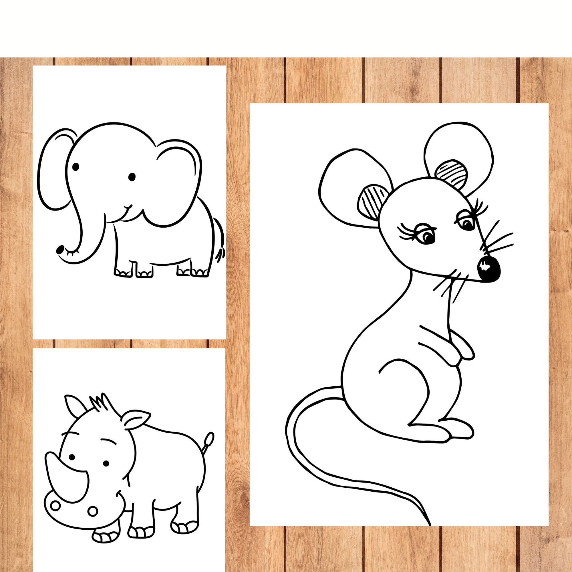 Animals Coloring Pages, Simple Design, Printable Animals Drawing ...