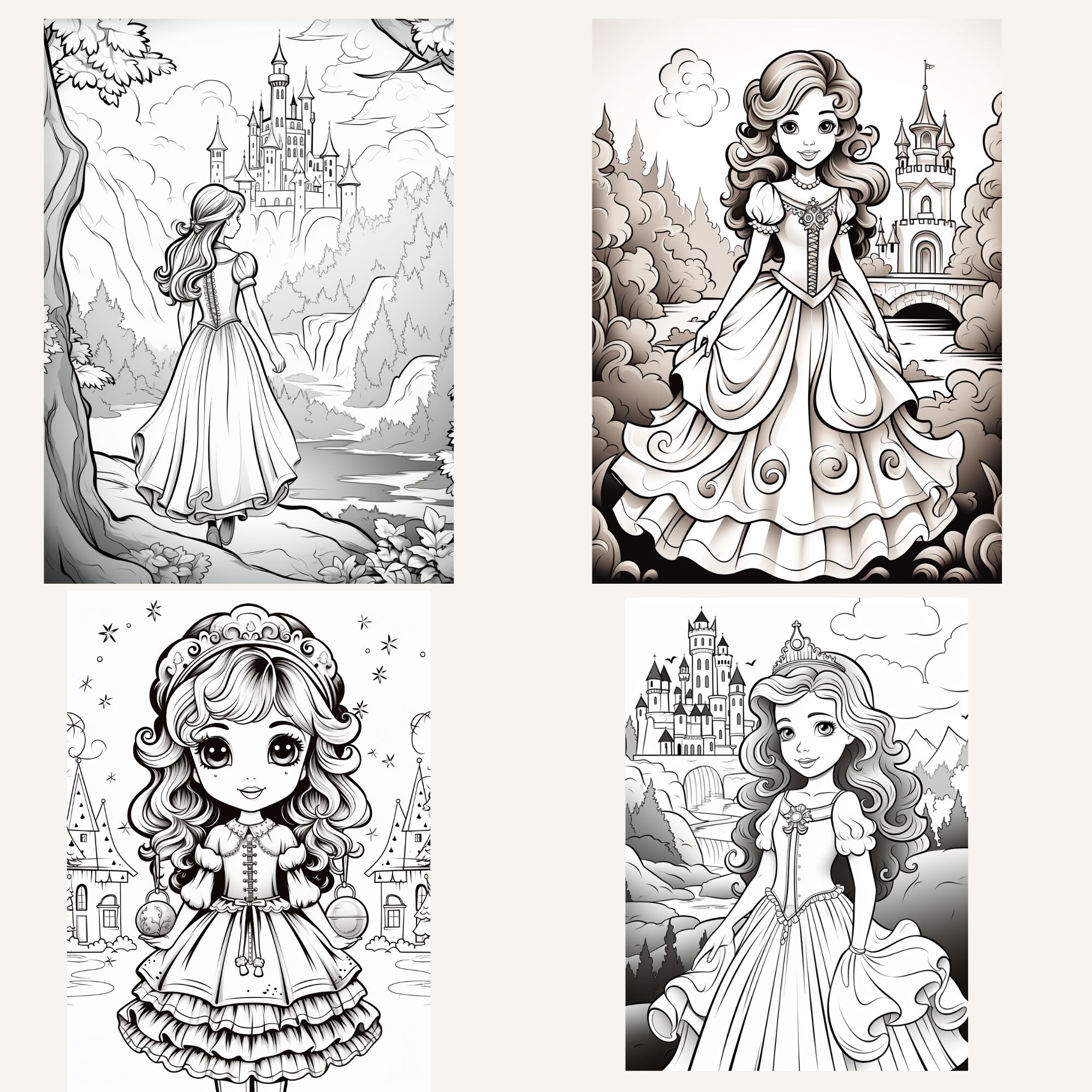 Princess Coloring Pages, Funny Activity, Fantastic Drawing, Printable ...