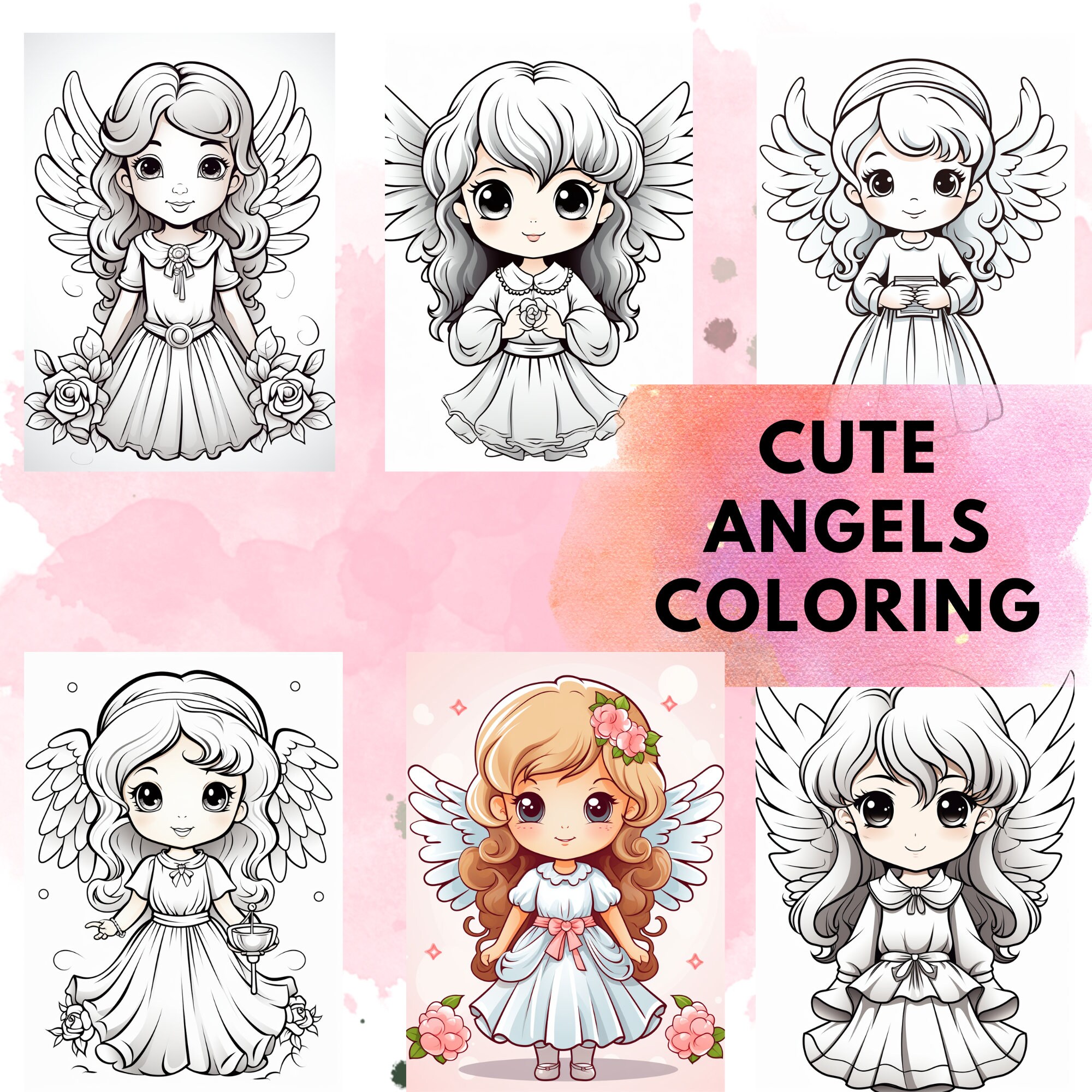 Printable Angel Coloring Book, 20 Spiritual and Whimsical Pages ...