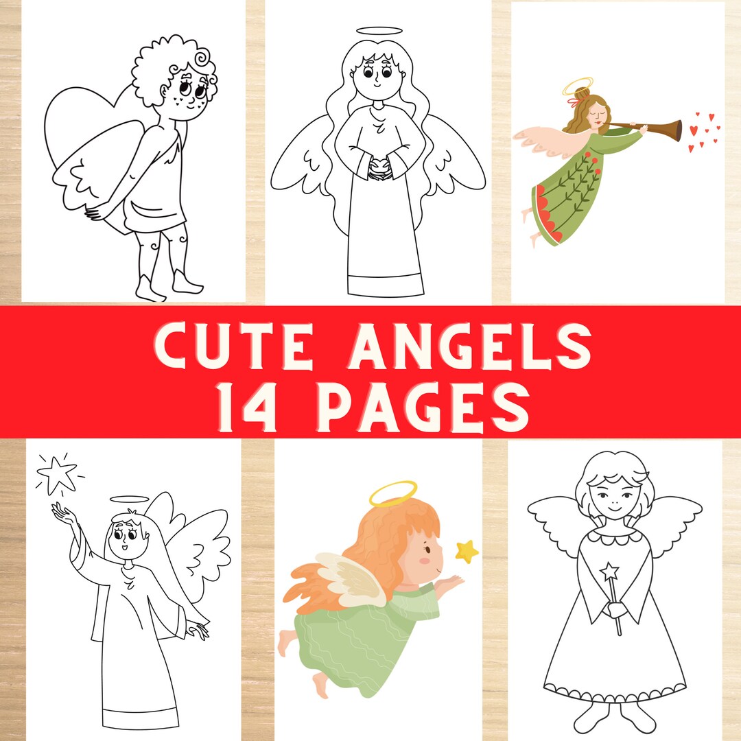 Cute Angels Coloring Pages, Celestial Creatures, Angelic Creatures ...
