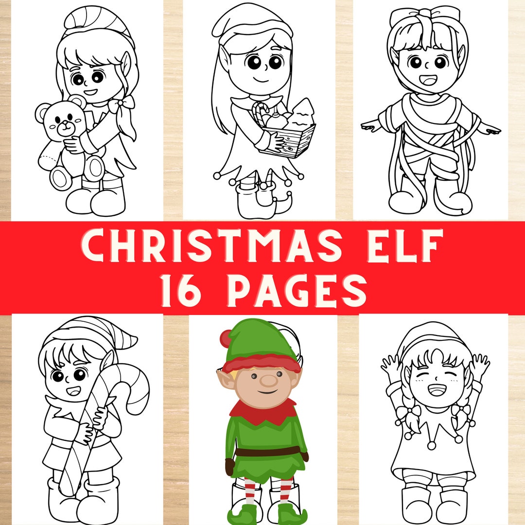 Christmas Elf Coloring Pages, Reindeer Coloring Sheets, Santa's Helpers ...