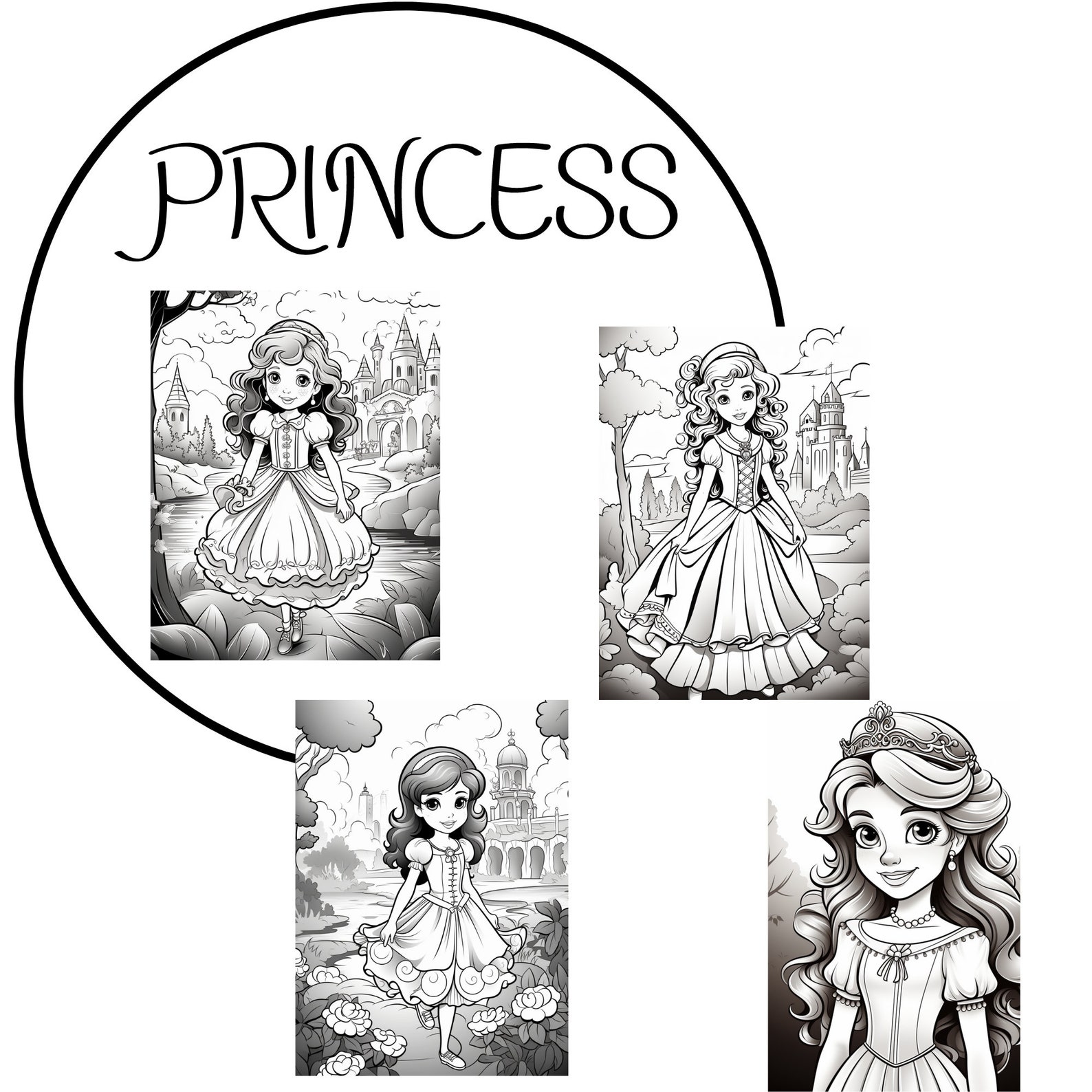 Princess Coloring Pages, Funny Activity, Fantastic Drawing, Printable ...