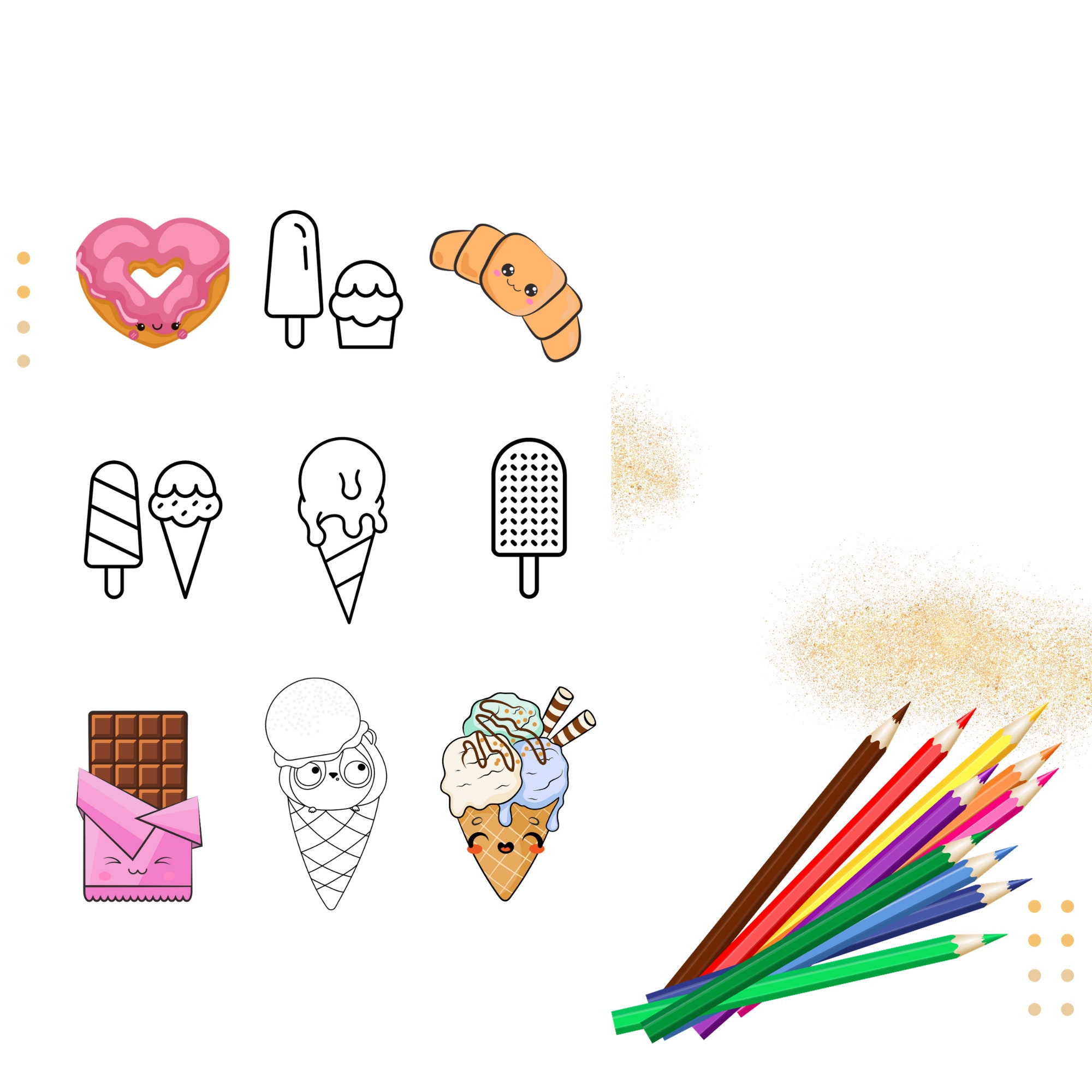 Coloring Food Pages Kids, Cupcake, Cake, Ice Cream, Chupa Chups ...