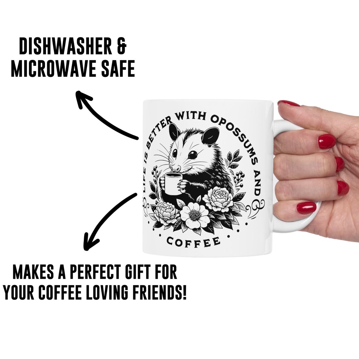 Opossum Coffee Mug, Coffee Lovers Mug, Opossum Lover, Cute Coffee Mugs ...