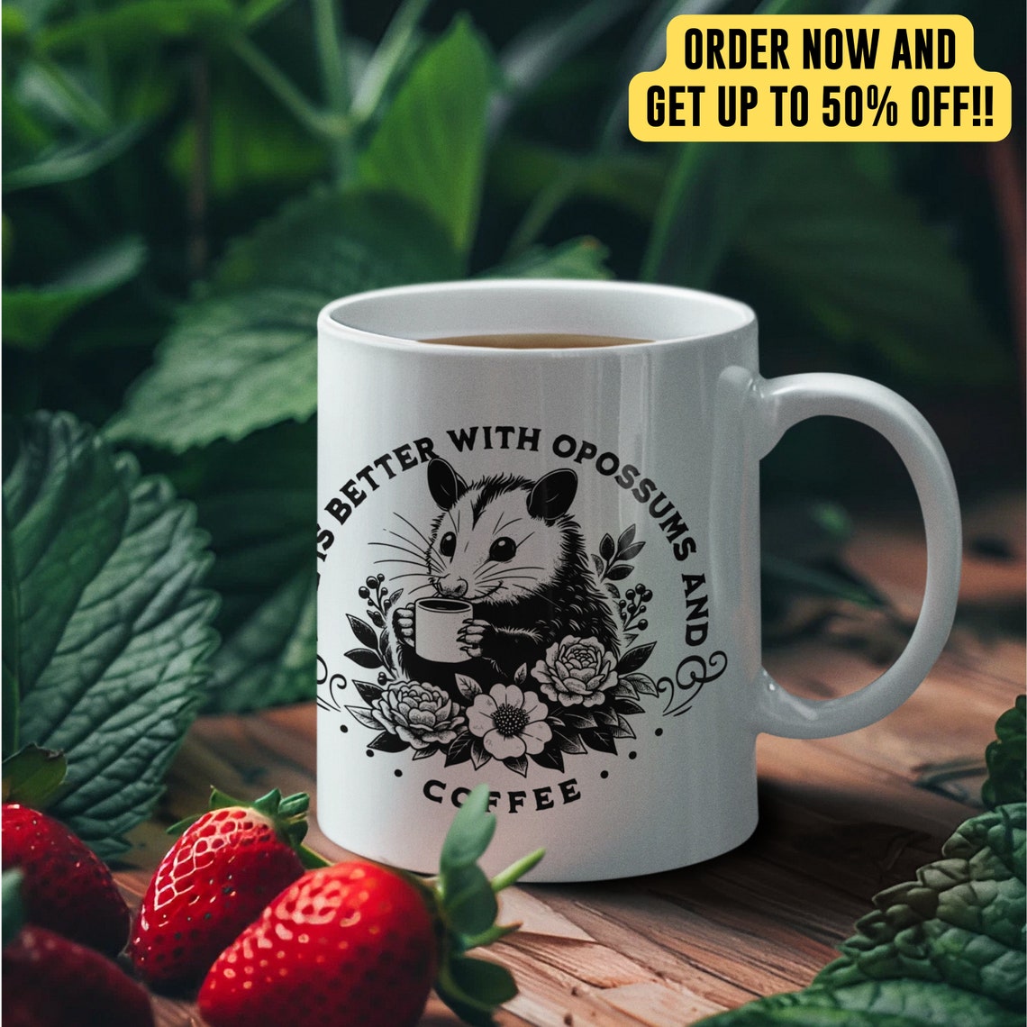 Opossum Coffee Mug, Coffee Lovers Mug, Opossum Lover, Cute Coffee Mugs ...