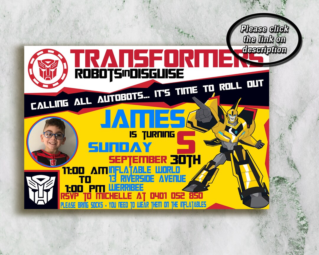Personalizar invitación de cumpleaños de Transformers - Etsy España