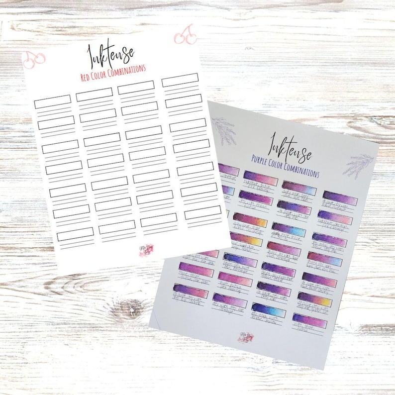 Inktense Combo Charts by Color Group, Fill in Colored Pencil ...