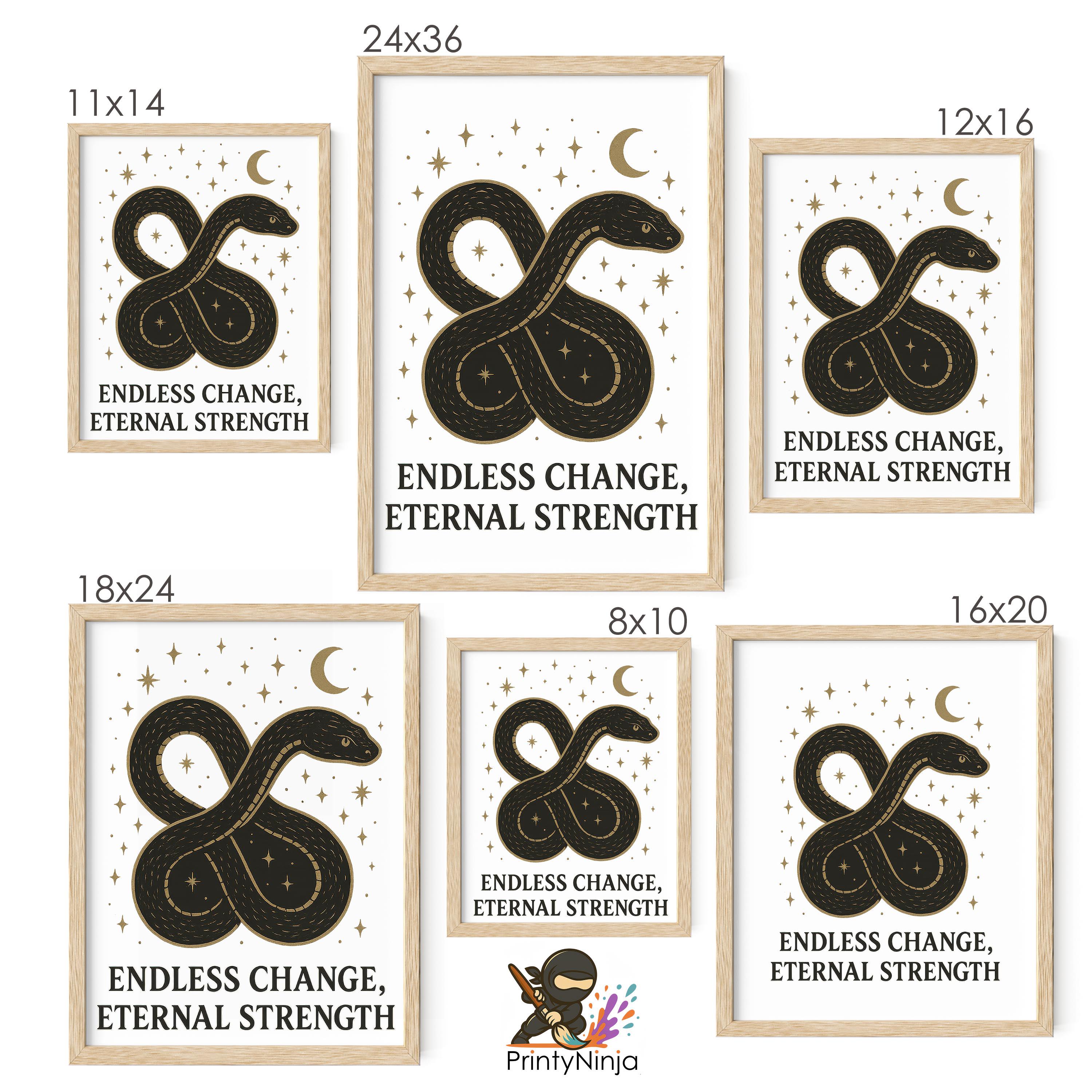 Endless Change Eternal Strength Snake Wall Art, Infinity Ouroboros ...