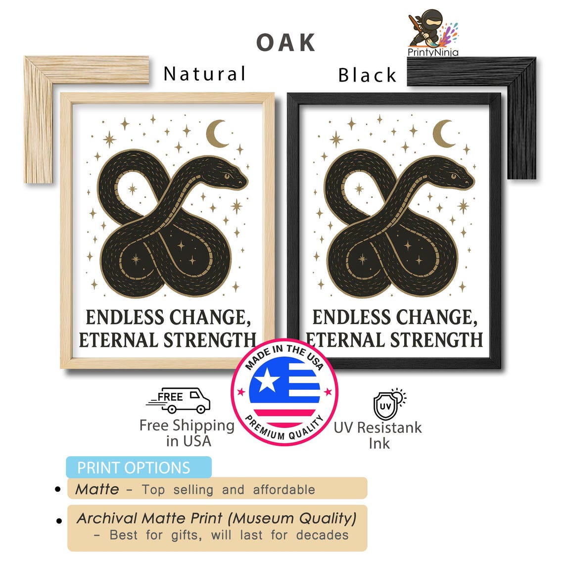 Endless Change Eternal Strength Snake Wall Art, Infinity Ouroboros ...