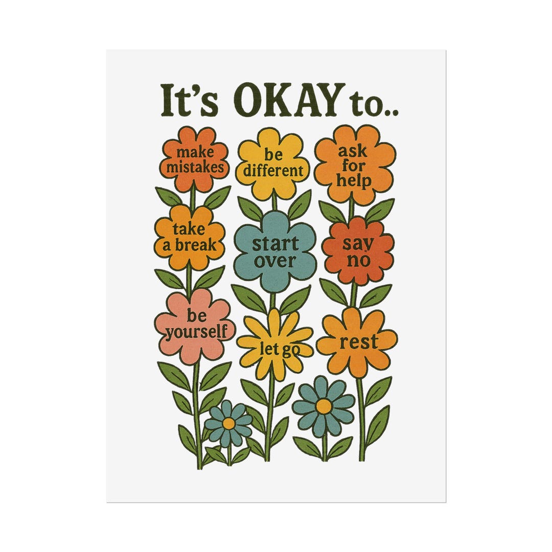 Positive Affirmation Flower Posters, Motivational Wall Art ...