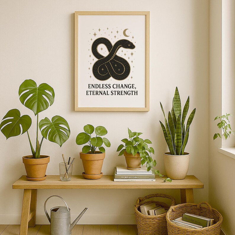Endless Change Eternal Strength Snake Wall Art, Infinity Ouroboros ...