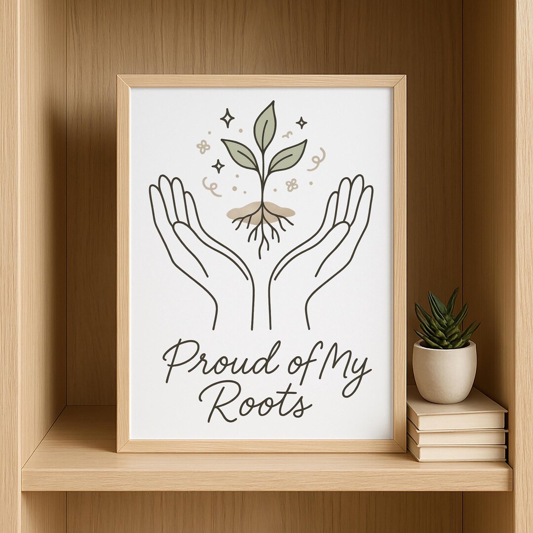 Proud of My Roots Wall Art – Minimalist Line Art Print, Nature Growth ...