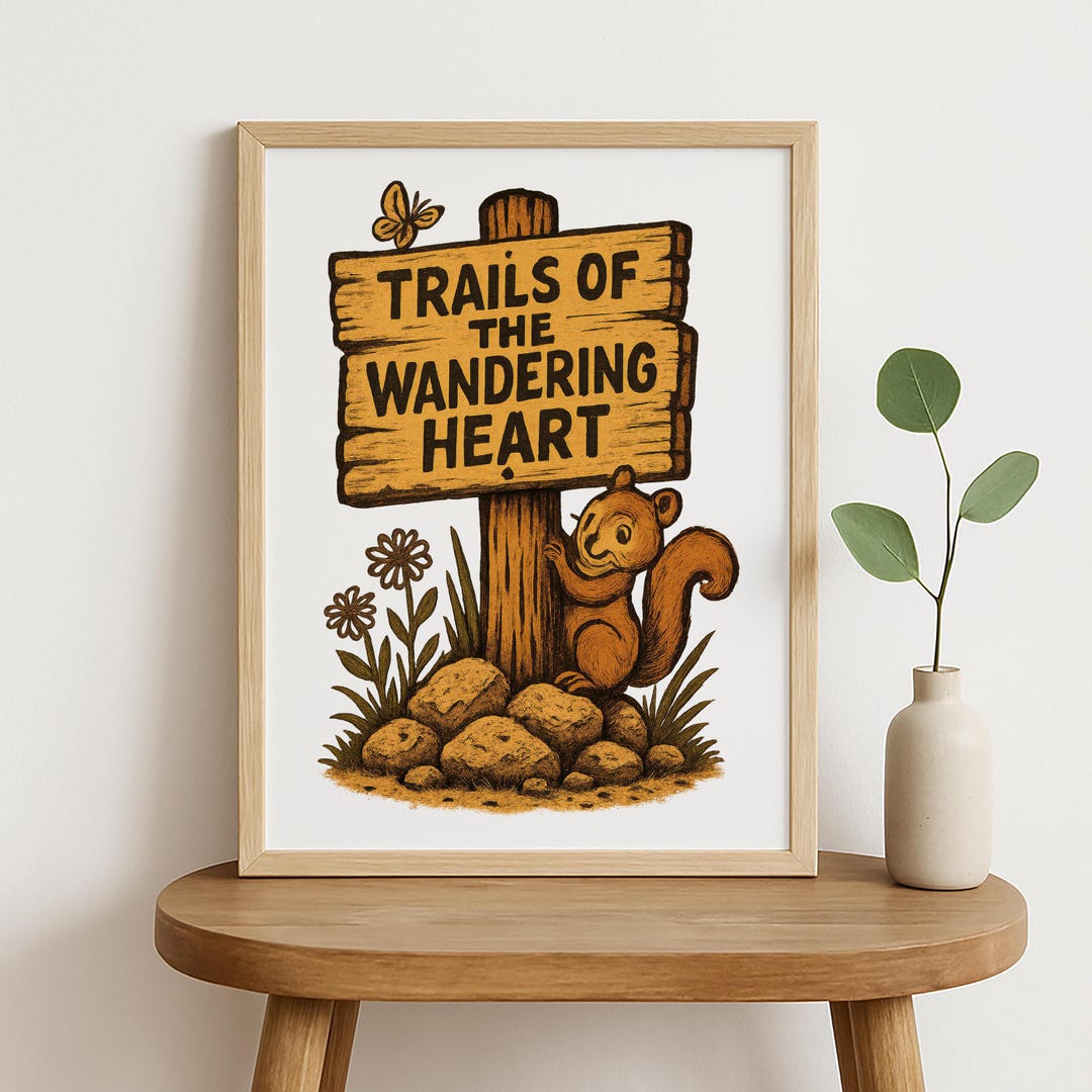 Trails of the Wandering Heart Wall Art | Rustic Forest Adventure Print ...