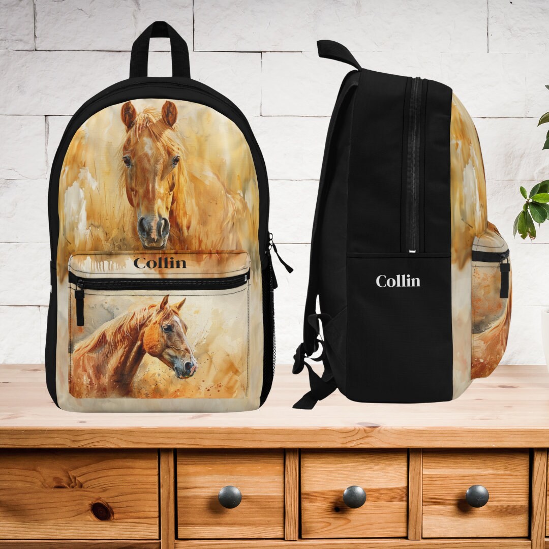 Personalized Horse Backpack, Red Sorrell Horse Backpack Bookbag ...