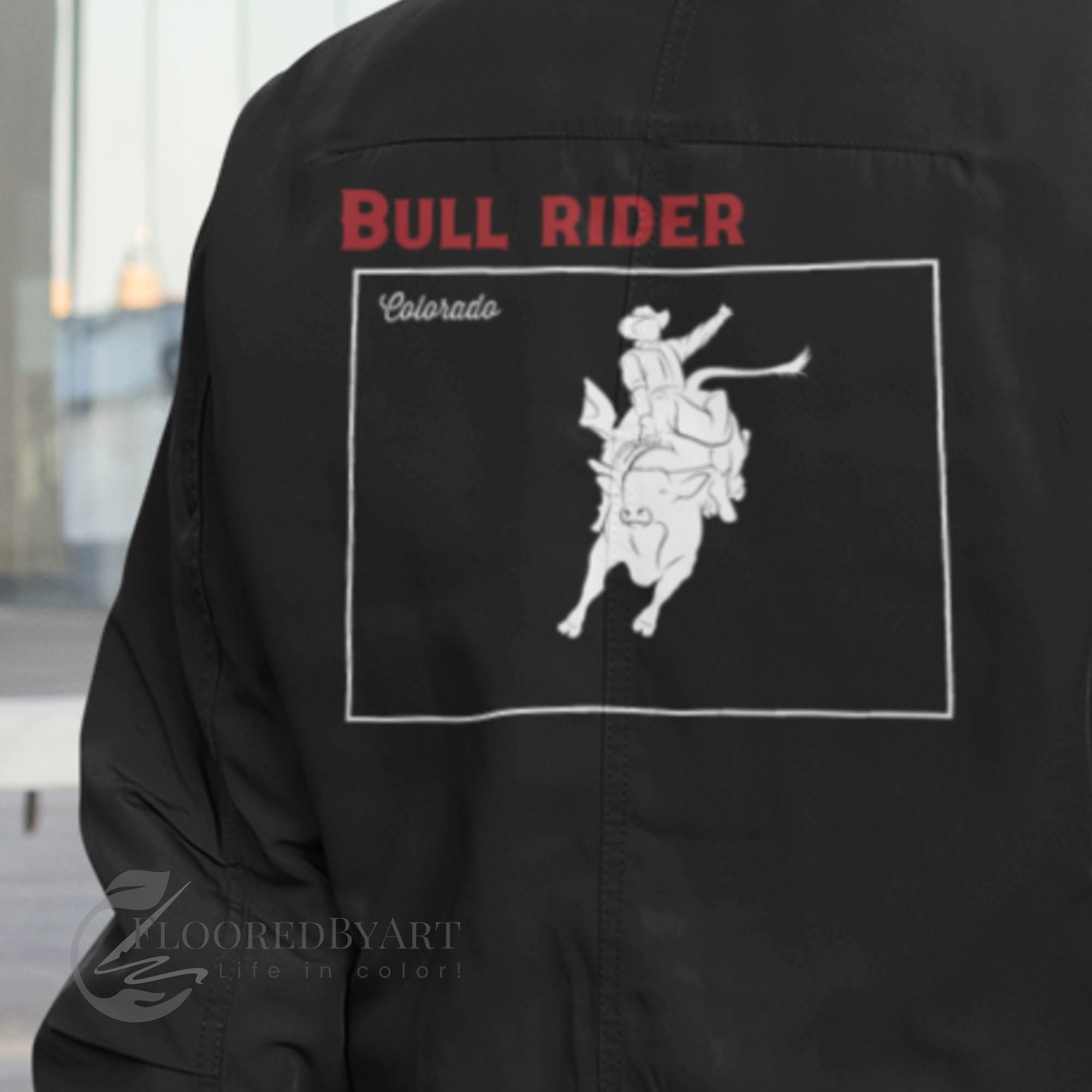 Custom Bull Riding Bomber Jacket With Choose Your State Outline on the ...
