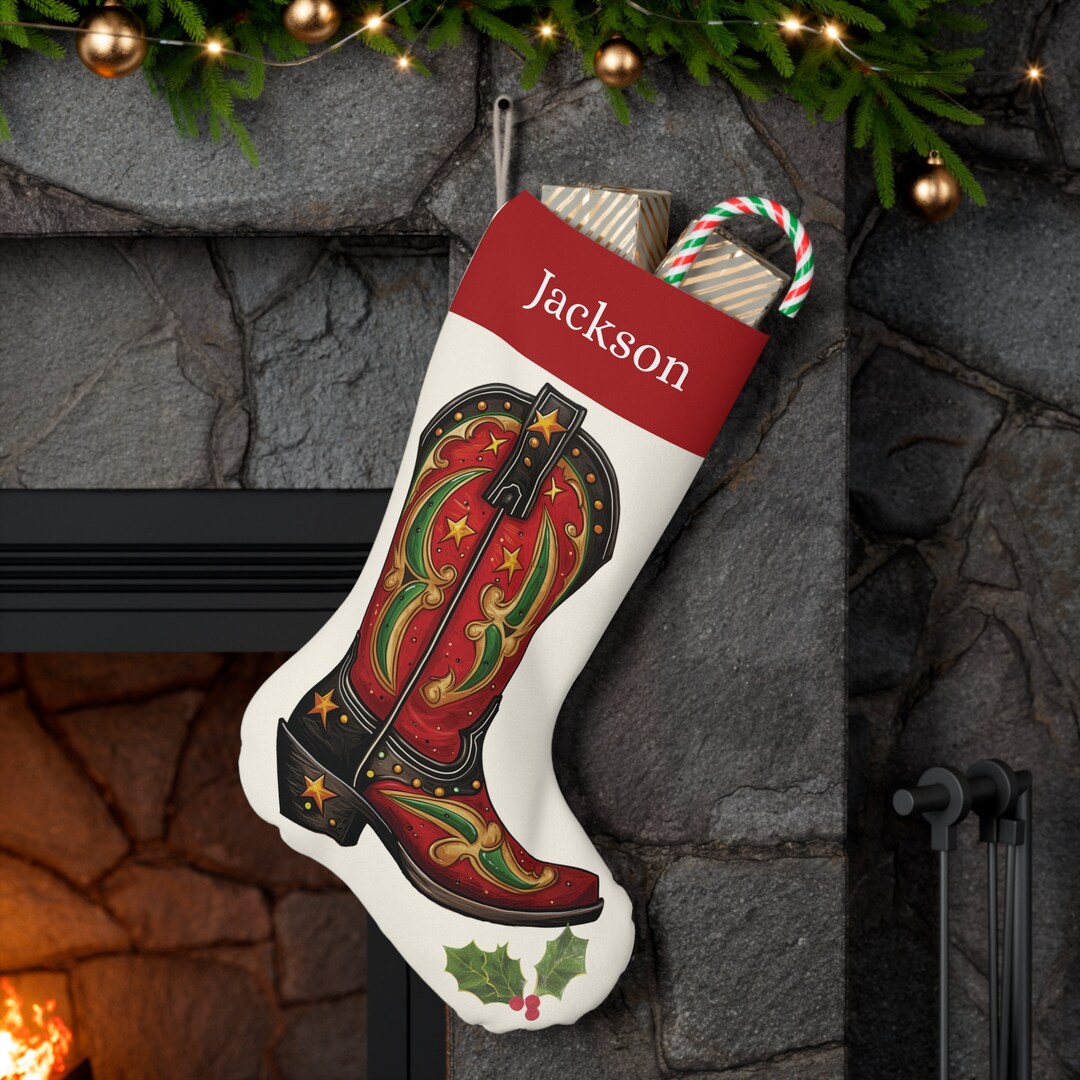 Personalized Cowboy Boots Christmas Stocking Country Western - Etsy