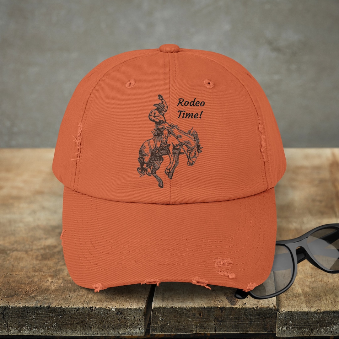 Rodeo Bronc Rider Horse Hat Cap, Horse Art Baseball Cap of Bucking ...