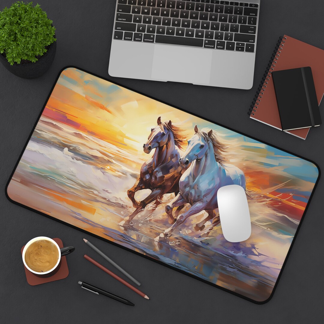 Horse Mouse Pad/ Desk Mat Two Horse Galloping by the Ocean - Etsy