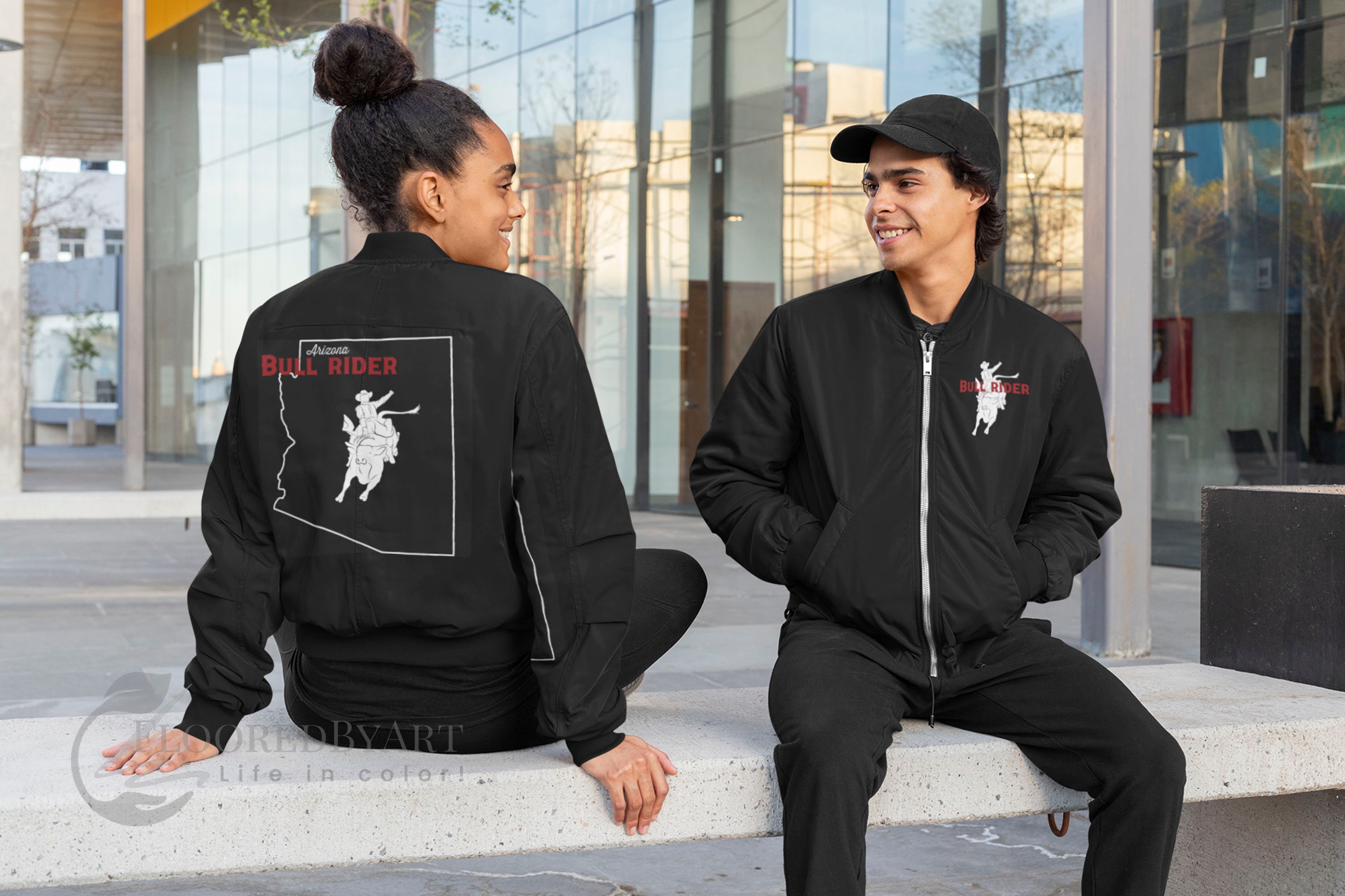 Custom Bull Riding Bomber Jacket With Choose Your State Outline on the ...
