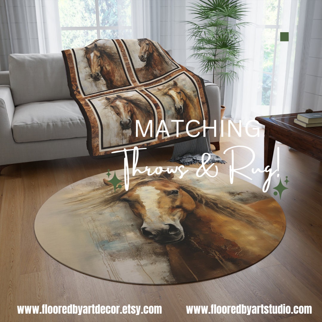 Round Mustang Horse Rug &/or Throw Art Horse 60 Round - Etsy