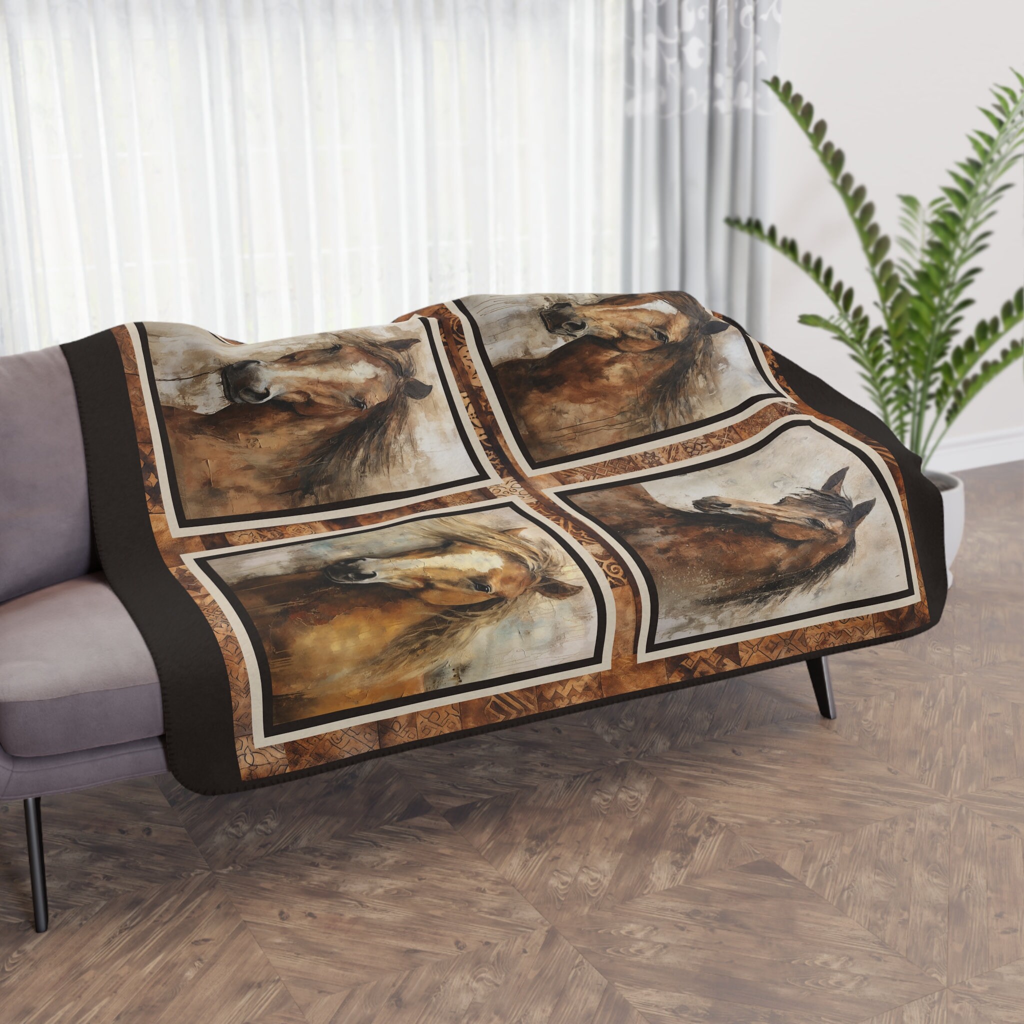 Round Mustang Horse Rug &/or Throw Art Horse 60 Round - Etsy