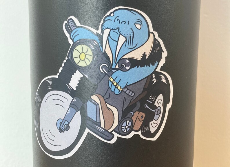 Walrus Biker Sticker - Etsy